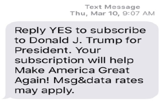 Trump’s Campaign Hit with TCPA Lawsuits for Text Message Marketing